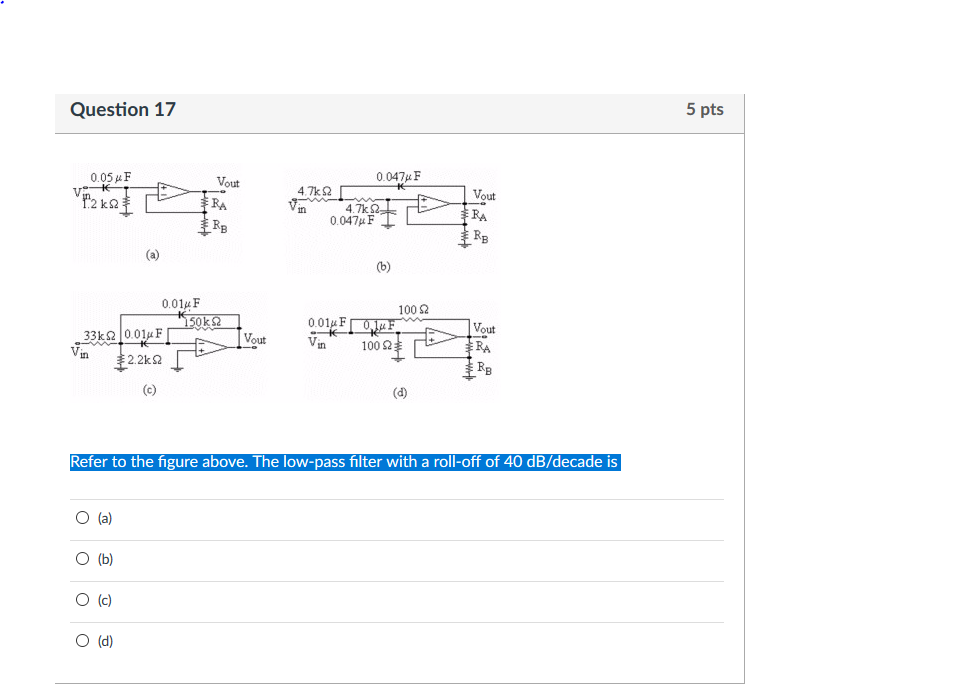 Solved Refer to the figure above. The low-pass filter with a | Chegg.com