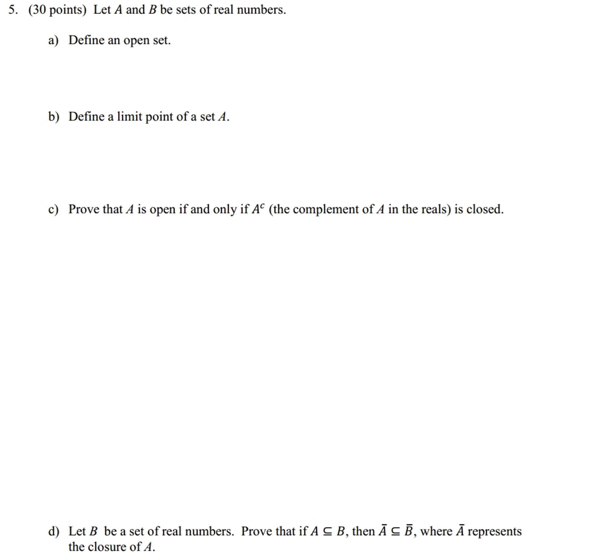 Solved Let A and B be sets of real numbers. a) Define an | Chegg.com
