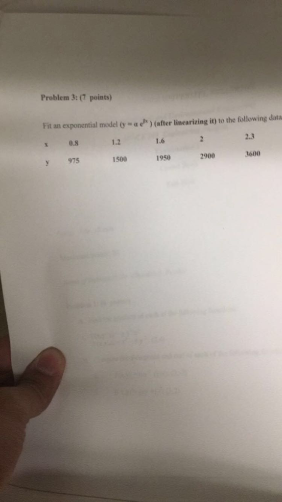 Solved: Fit An Exponential Model (y = Alpha E^3x) (after L... | Chegg.com