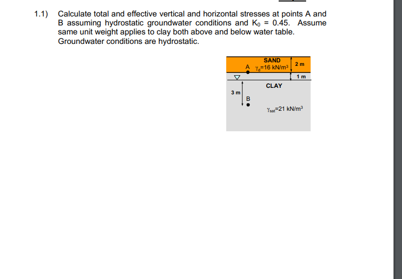 Solved 1.1) Calculate total and effective vertical and | Chegg.com