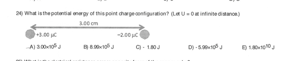 Solved 24) What is the potential energy of this point charge | Chegg.com