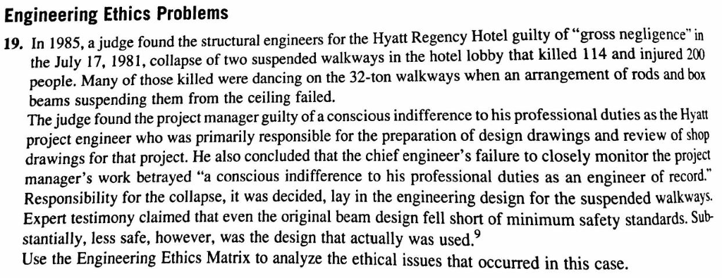 Solved USE THE ENGINEERING ETHICS MATRIX TO ANALYZE | Chegg.com