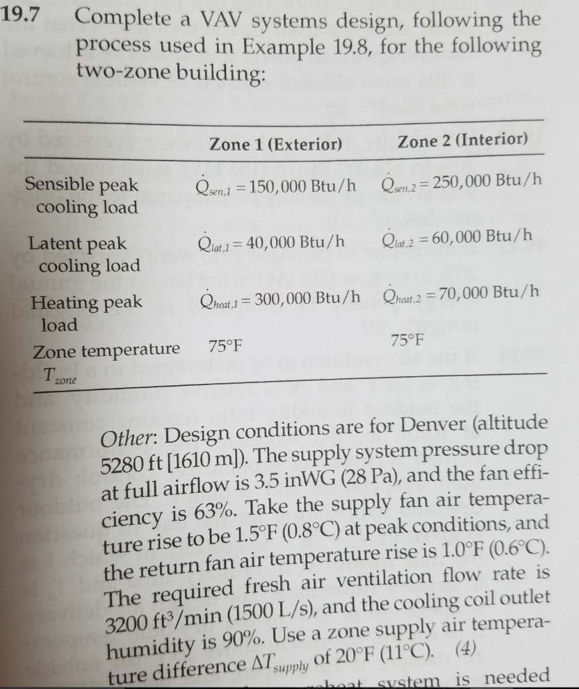 Complete a VAV systems design, following the process | Chegg.com