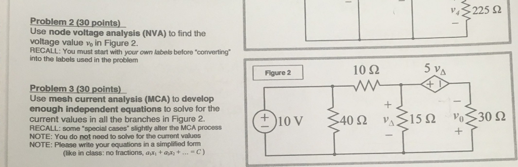 Solved v, 225 Ω Problem 2 (30 points) Use node voltage | Chegg.com Solved v, 225 Ω Problem 2 (30 points) Use node voltage | Chegg.com