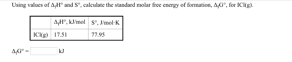 Solved Using values of delta_f H degree and S degree, | Chegg.com