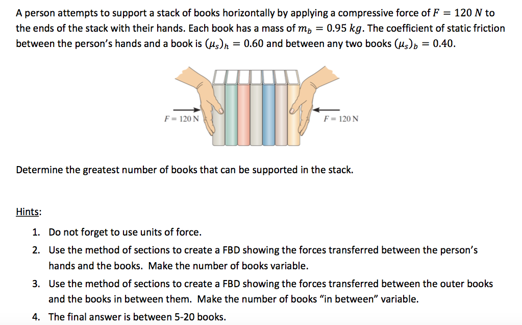 Solved A person attempts to support a stack of books | Chegg.com