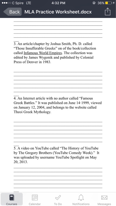 Can anyone help me with a MLA worksheet? | Chegg.com