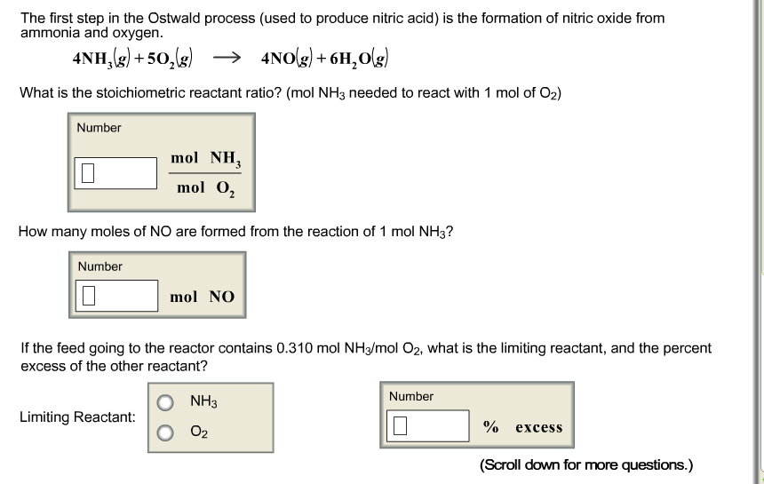 Solved The first step in the Ostwald process (used to | Chegg.com