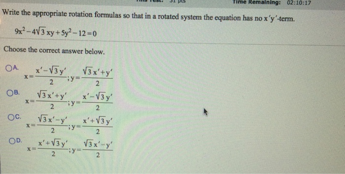 Solved write the appropriate rotation formulas so that in a | Chegg.com