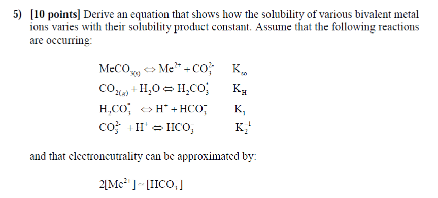 Solved [10 points] Derive an equation that shows how the | Chegg.com