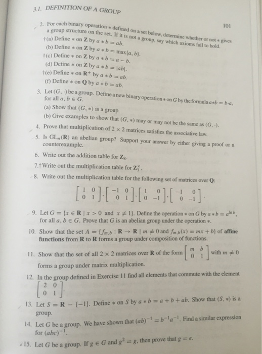 Solved For each binary operation * defined on a set below. | Chegg.com