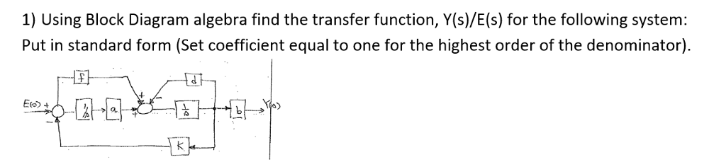 Solved 1) Using Block Diagram algebra find the transfer | Chegg.com