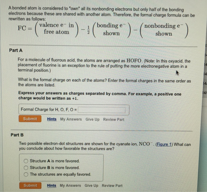 Solved A bonded atom is considered to "own" all ts | Chegg.com