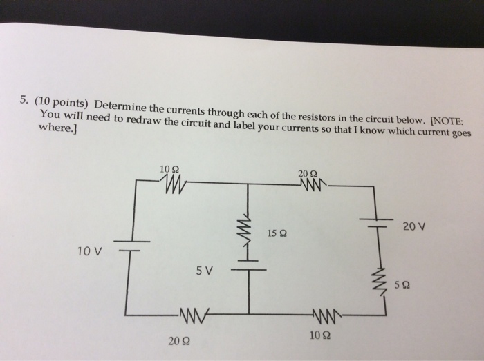 Solved determine the currents through each of the resistors | Chegg.com