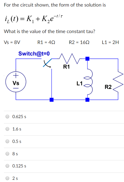 Solved For the circuit shown, the form of the solution is | Chegg.com