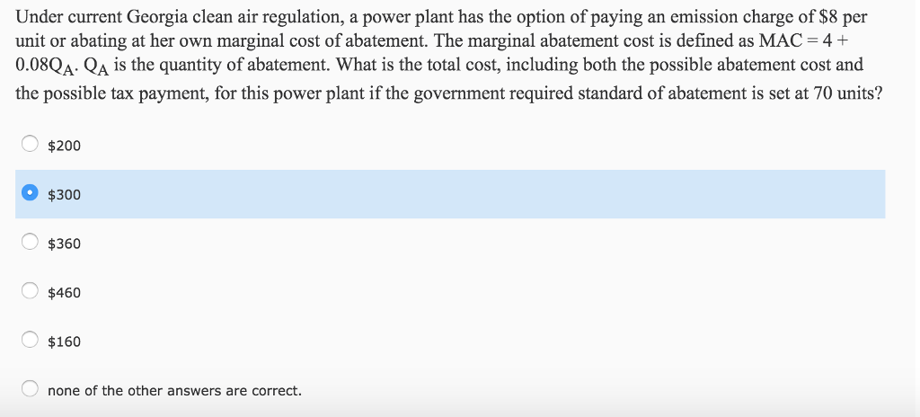Solved Under current Georgia clean air regulation, a power | Chegg.com