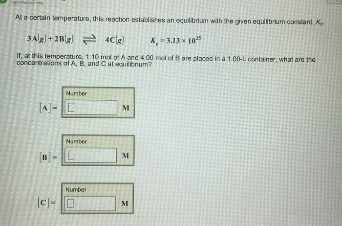 Solved At a certain temperature, this reaction establishes | Chegg.com