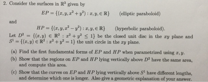 Solved Consider the surfaces in R3 given by EP = {(x, y, x2 | Chegg.com