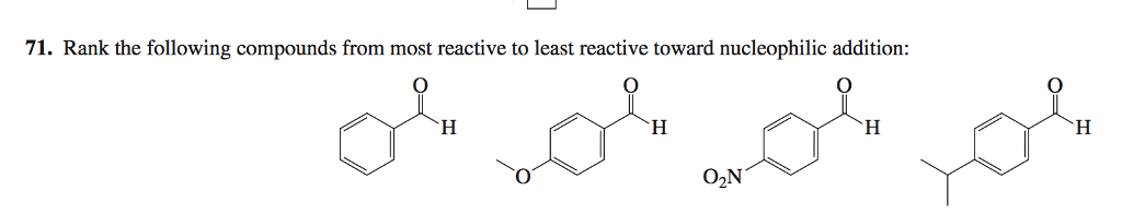 Solved Rank The Following Compounds From Most Reactive To