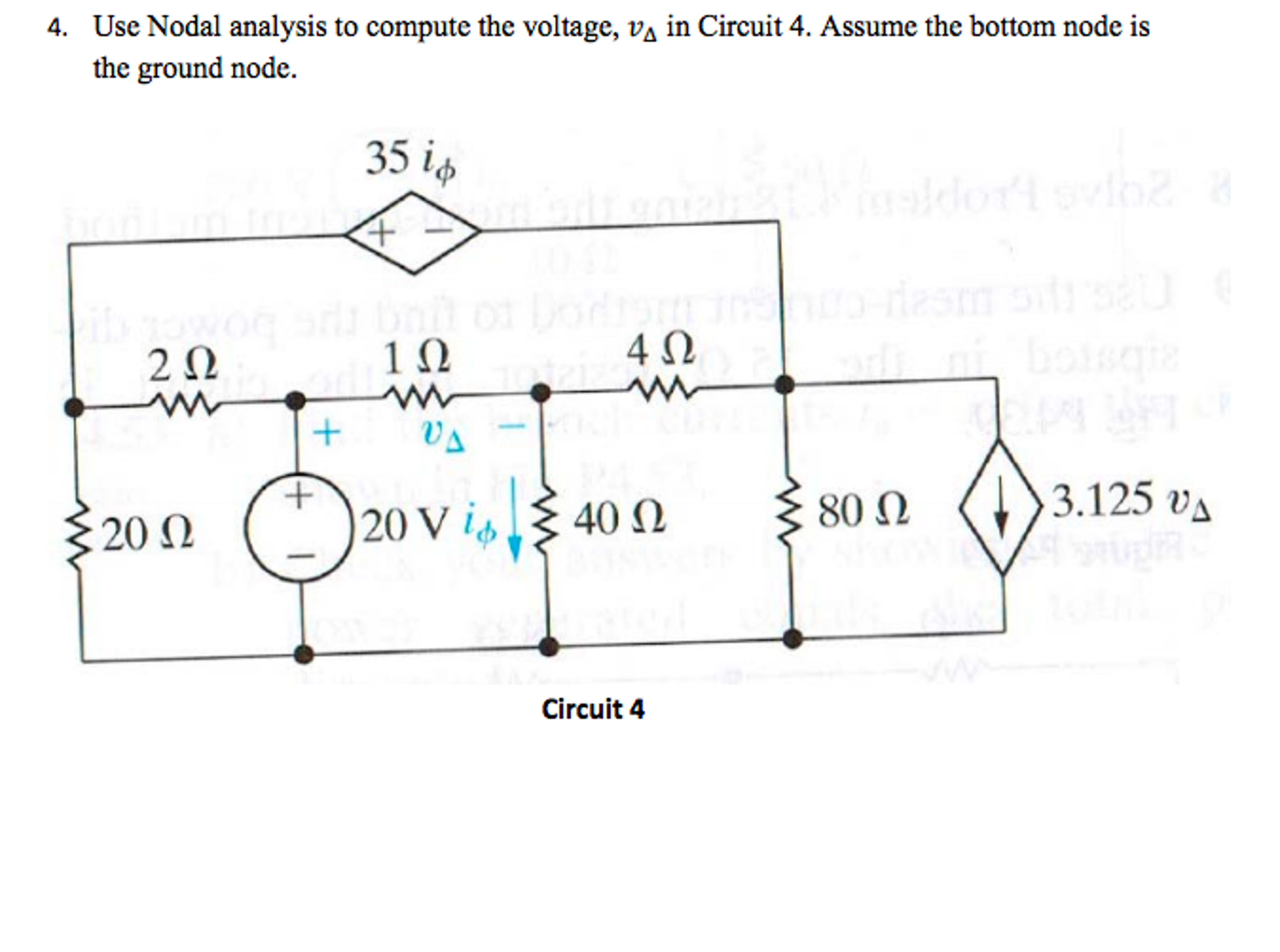 Solved Use Nodal analysis to compute the voltage, v_ delta | Chegg.com