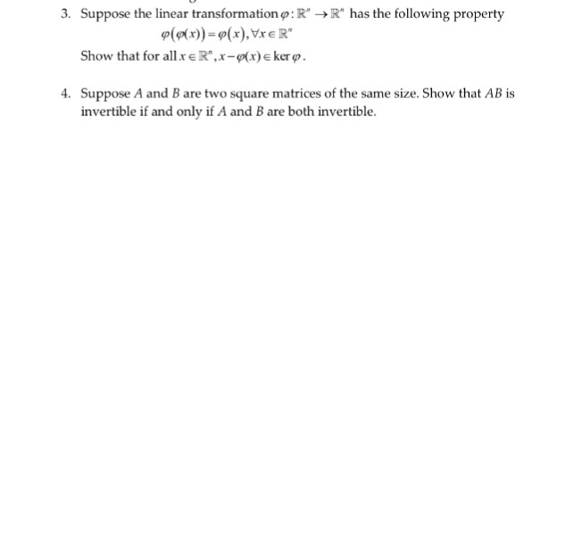 Solved Suppose the linear transformation: R" rightarrow R" | Chegg.com