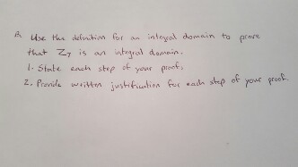 Solved Use the definition for an integral domain to prove | Chegg.com