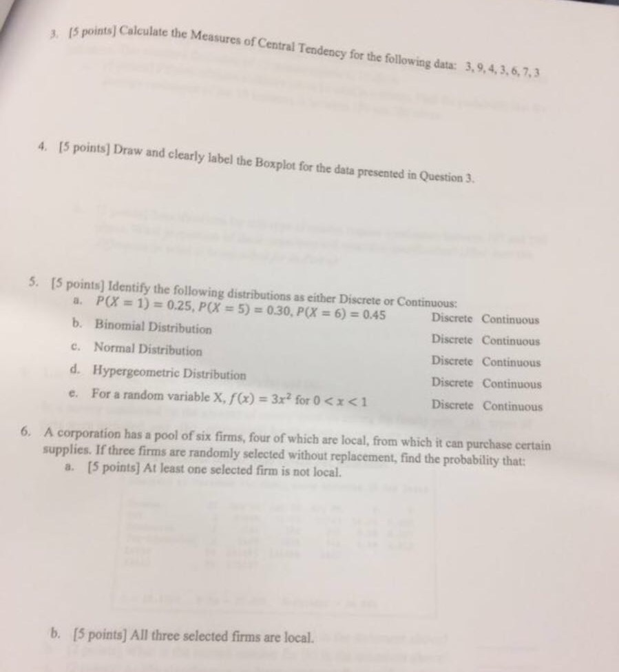 Solved Calculate the Measures of Central Tendency for the | Chegg.com
