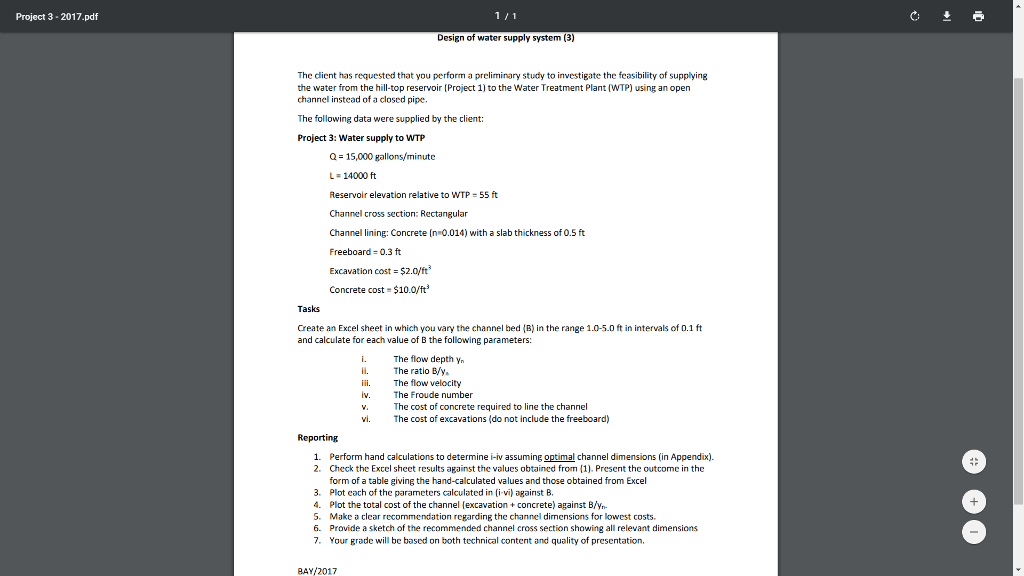 Solved Project 3-2017.pdf Design of water supply system (3) | Chegg.com