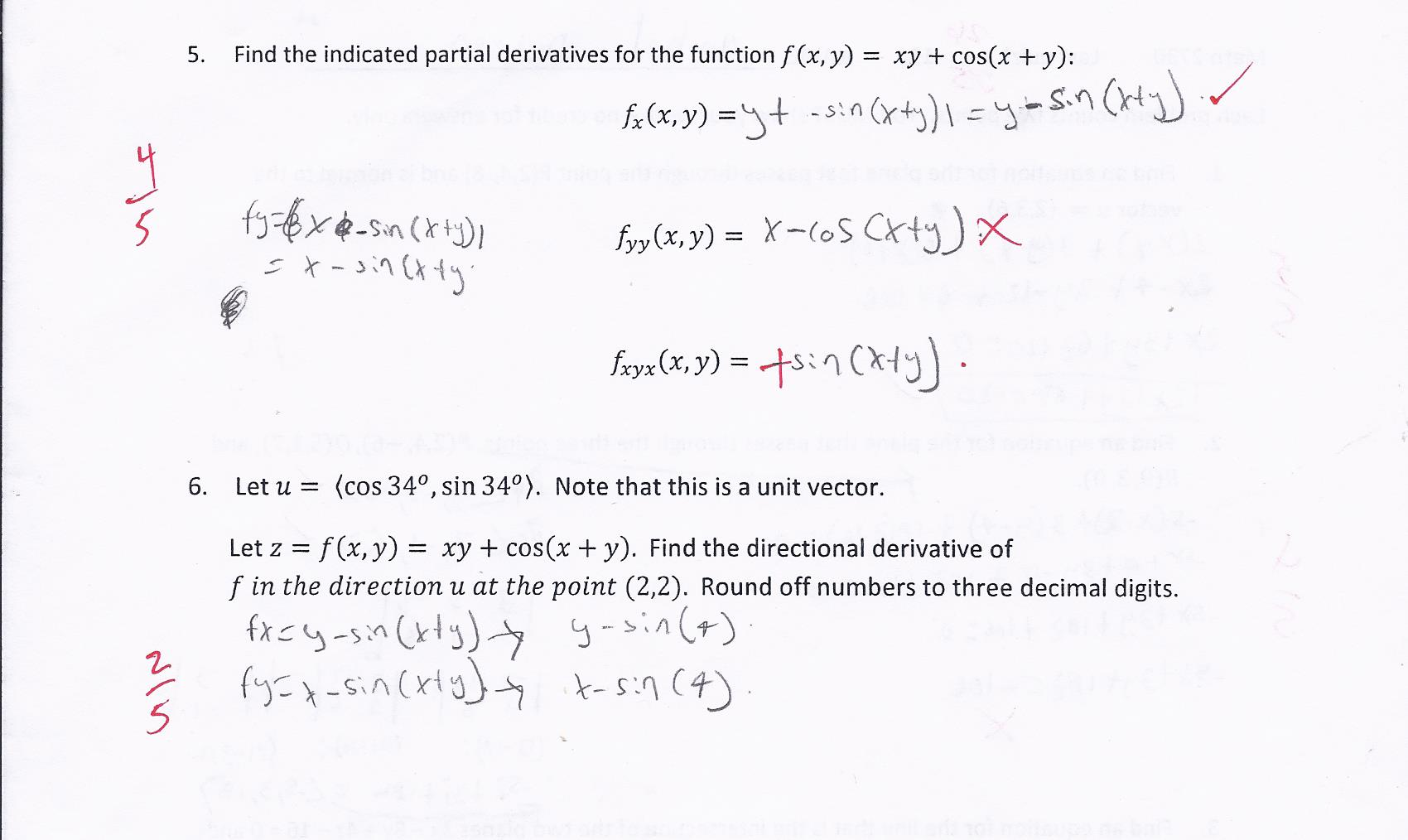 Solved Find the indicated partial derivatives for the | Chegg.com