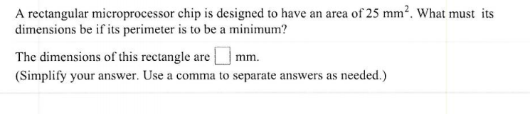 Solved A rectangular microprocessor chip is designed to have | Chegg.com