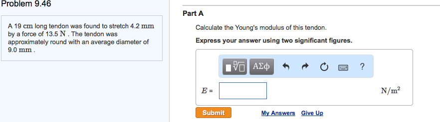 Solved Calculate the Young's modulus of this tendon. | Chegg.com