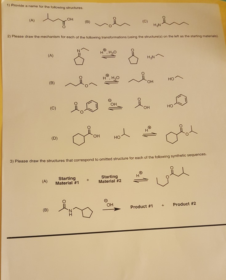 Solved 1) Provide a name for the following structures OH (B) | Chegg.com