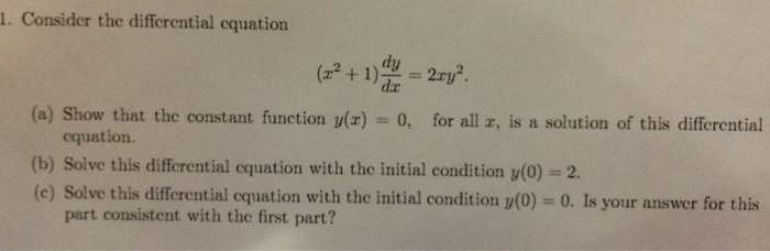 Solved Consider the differential equation (x^2 + 1)dy/dx = | Chegg.com
