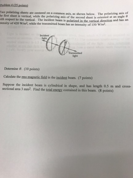 Solved Two polarizing sheets are centered on a common axis | Chegg.com