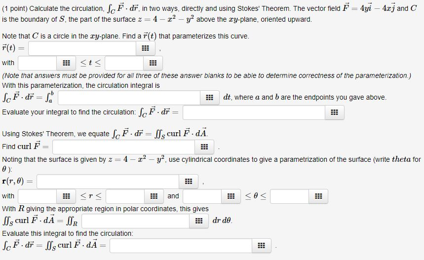 Solved (1 point) Calculate the circulation Jo F. dF, in two | Chegg.com Solved (1 point) Calculate the circulation Jo F. dF, in two | Chegg.com