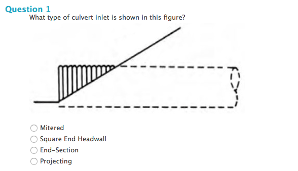 Solved What type of culvert inlet is shown in this figure? | Chegg.com