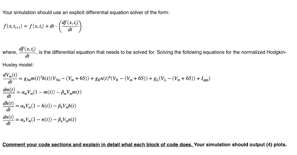 blem 2: 10pts Using the Hodgkin-Huxley (H-H) model | Chegg.com