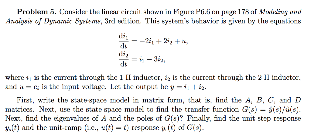 Solved Problem 5. Consider the linear circuit shown in | Chegg.com