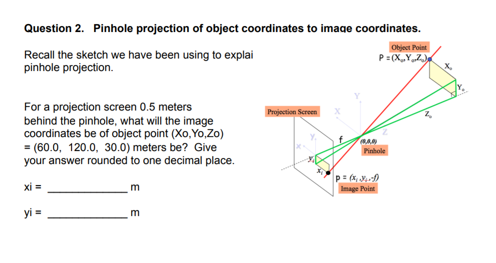 Solved Pinhole projection of object coordinates to image | Chegg.com