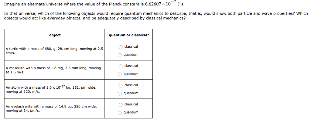 Solved Imagine an alternate universe where the value of the | Chegg.com