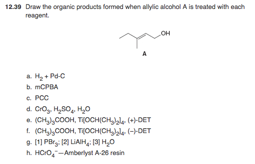 Solved Draw the organic products formed when allylic alcohol | Chegg.com