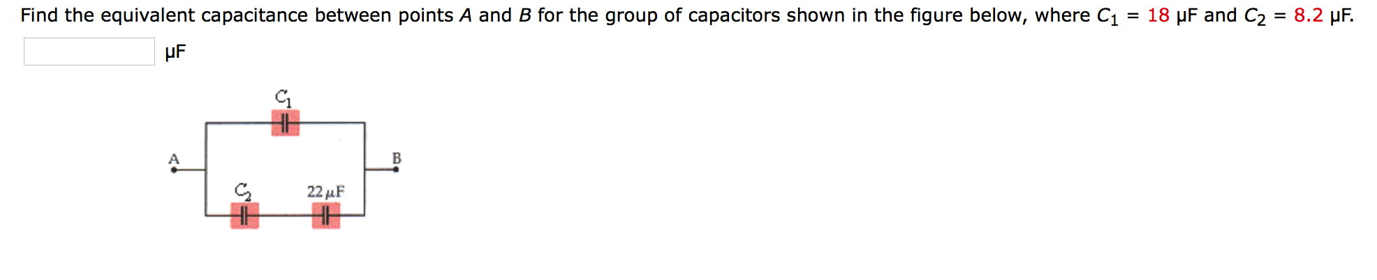 Solved Find the equivalent capacitance between points A and | Chegg.com