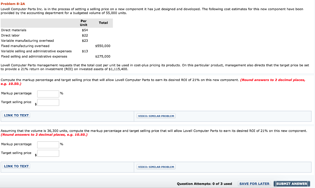 Solved Problem 8-2A Lovell Computer Parts Inc. is in the | Chegg.com