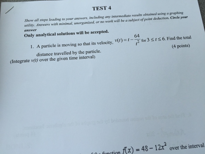 Solved TEST 4 Show all steps leading to your answers, | Chegg.com