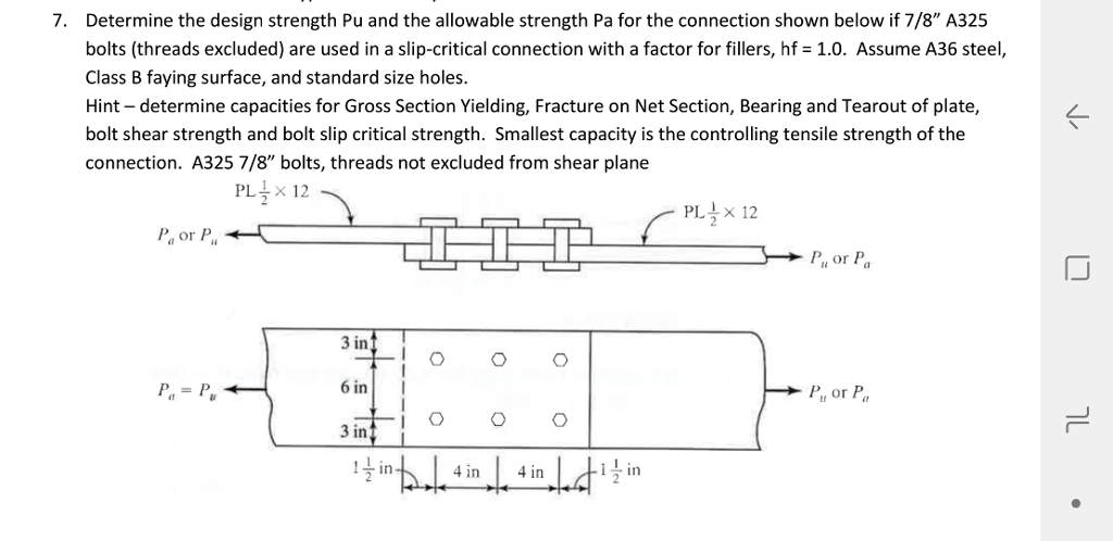 Solved 7. Determine the design strength Pu and the allowable | Chegg.com