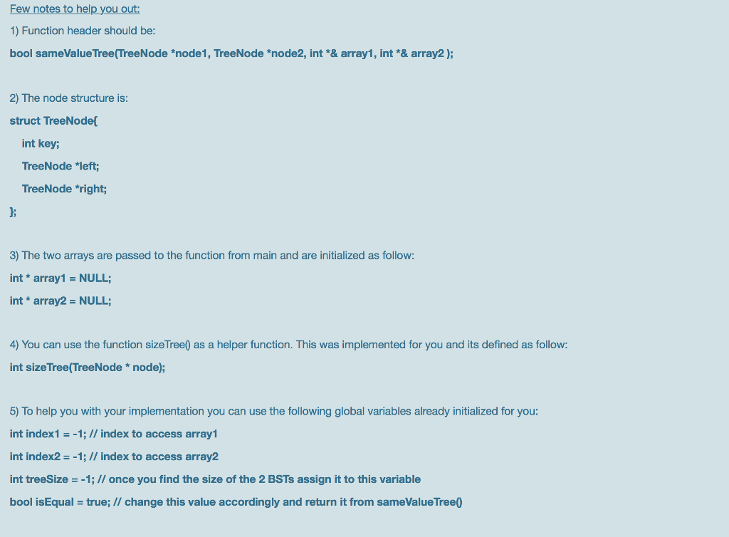 Solved Write a C++ function that returns True if two trees | Chegg.com
