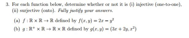 Solved For each function below, determine whether or not it | Chegg.com