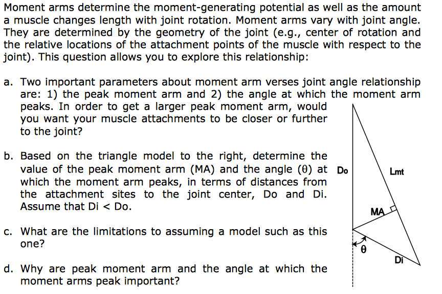 Solved Moment arms determine the moment - generating | Chegg.com