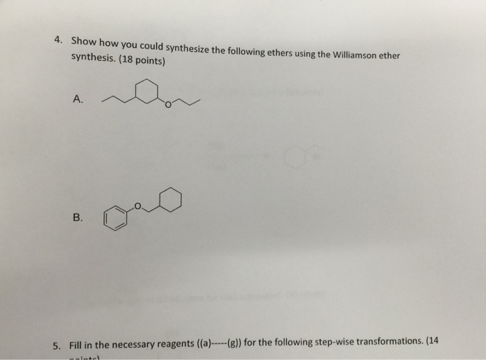 Solved Show how you could synthesize the following ethers | Chegg.com