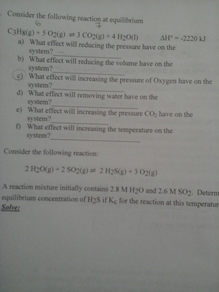 Solved Consider the following reaction at equilibrium | Chegg.com